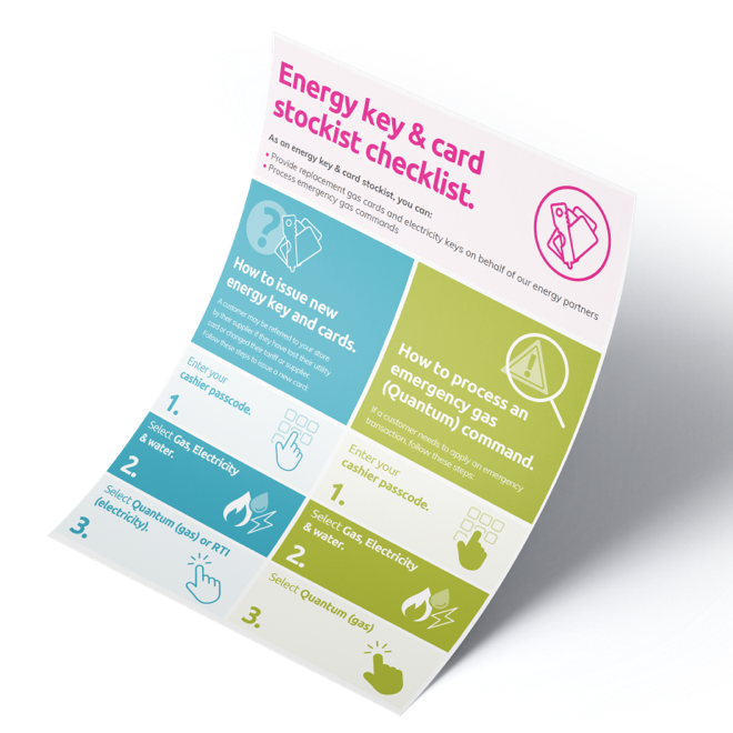 Energy Key & Card Stockist Checklist | Payzone